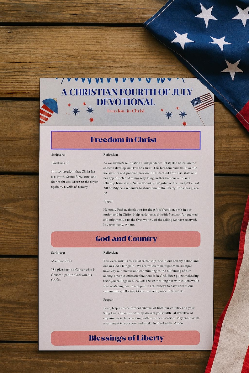 Fourth of July Christian Devotional | Legal Size Printable PDF ...