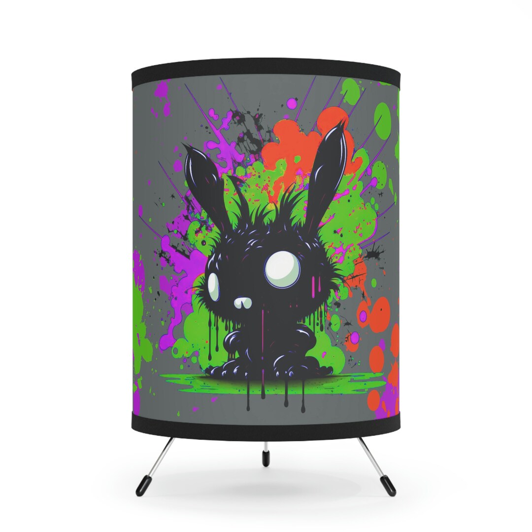 Paint Splatter Graffiti Bunny Tripod Lamp With High-res Printed Shade ...