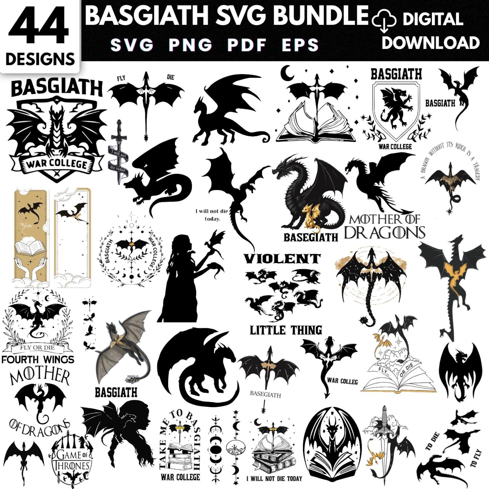 Fourth Wing SVG Bundle: Basgiath War College Clipart (digital Download ...