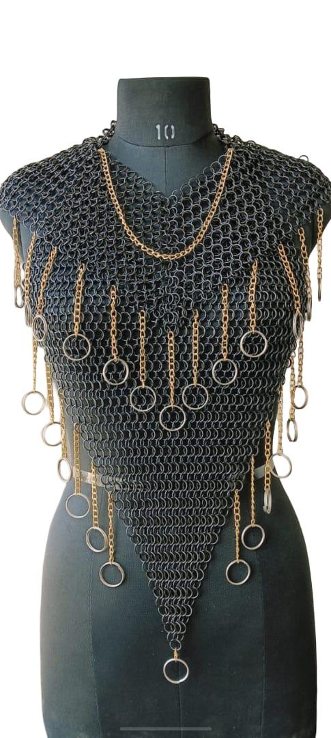 Handcrafted Gothic Chainmail Shoulder Armor Cape With Draping Chains ...