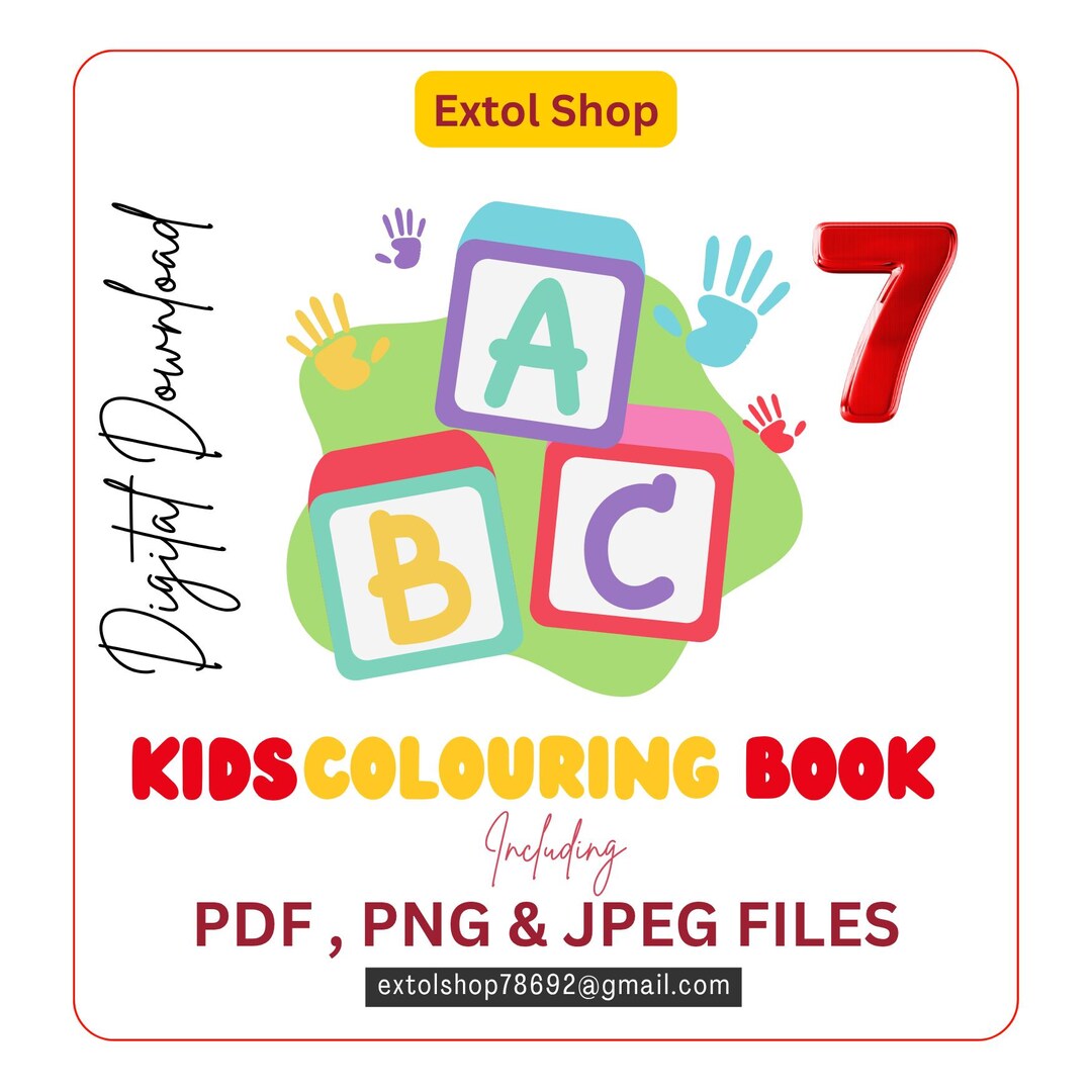 7 Pages Coloring Book for Kids L PNG JPG PDF L Coloring Book for Kids L ...