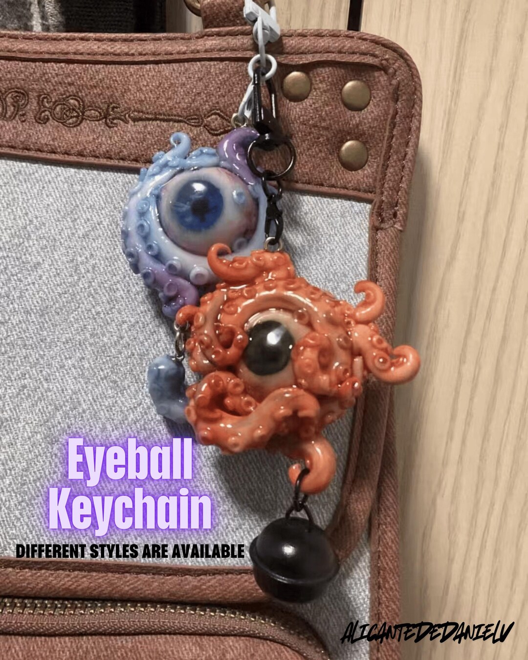 Eyeball Keychains, Tentacle Pendants, Clay Keychains, 5cm Keychains ...