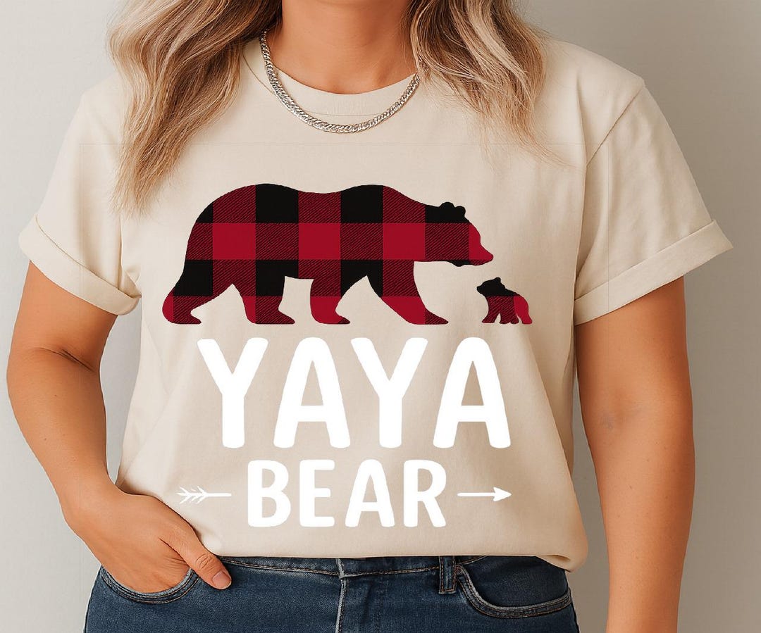 Yaya Bear Shirt, Buffalo Plaid Graphic Tee - Etsy
