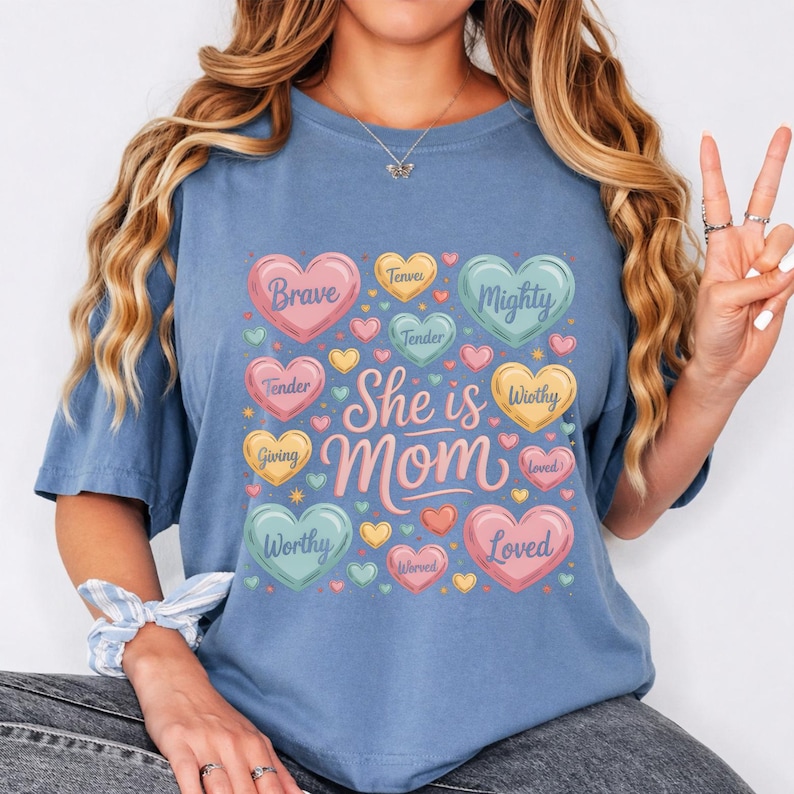 She is Mom Shirt, Mother's Day Gift for Mom, Cute Heart Mom Tee, Mama ...