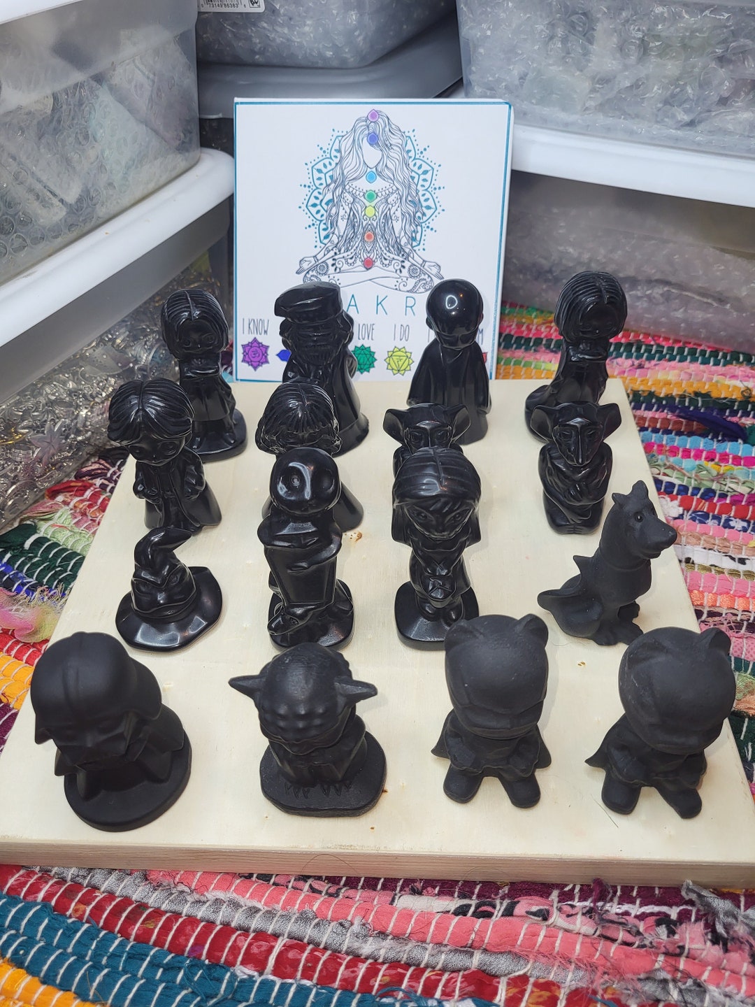 Black Obsidian Character Carvings - Etsy