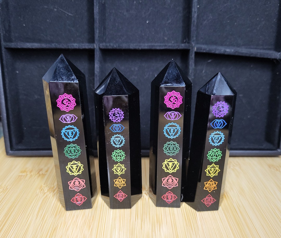 Black Obsidian Chakra Towers - Etsy
