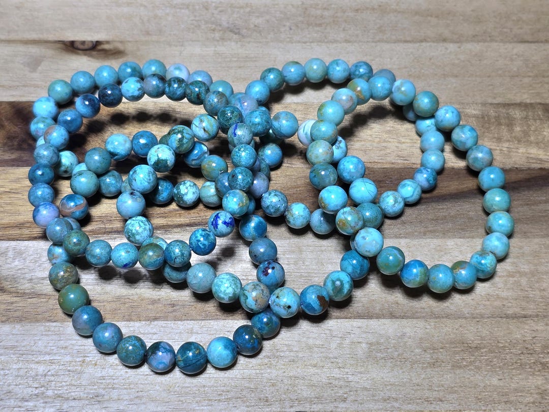 Phoenix Turquoise Bracelet 7mm - Turquoise Chrysocolla Azurite - Etsy