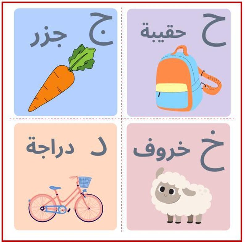 Arabic Alphabet Flashcards: Toddler Learning, Printable PDF - Etsy