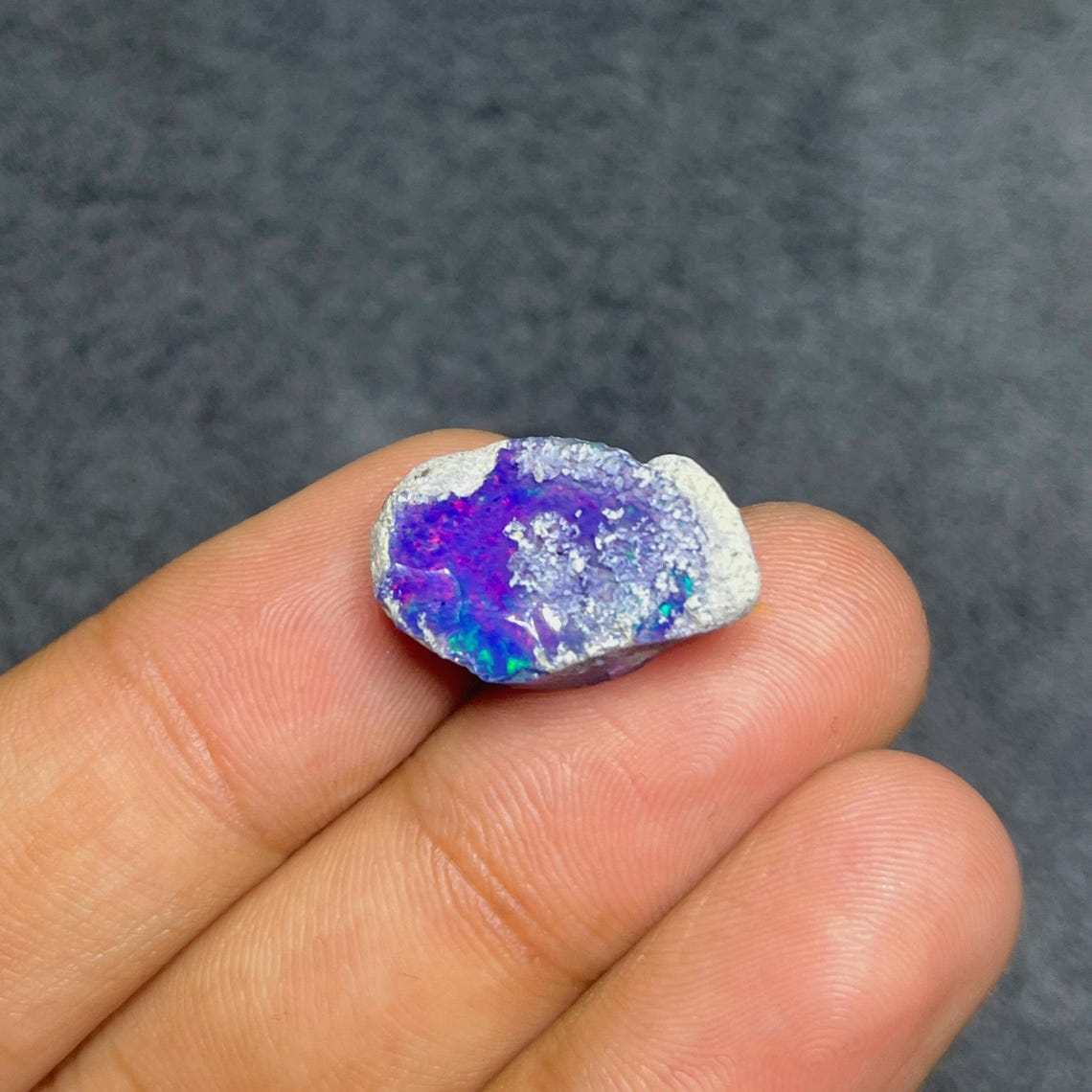 8.65 Cts, Multi-fire Honeycomb Pattern Black Opal Rough Rare Ethiopian ...