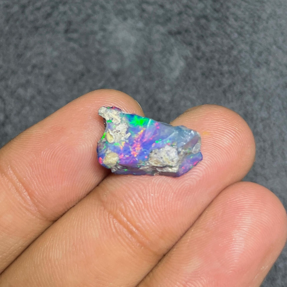6.90 Cts, Multi-fire Honeycomb Pattern Black Opal Rough Rare Ethiopian ...