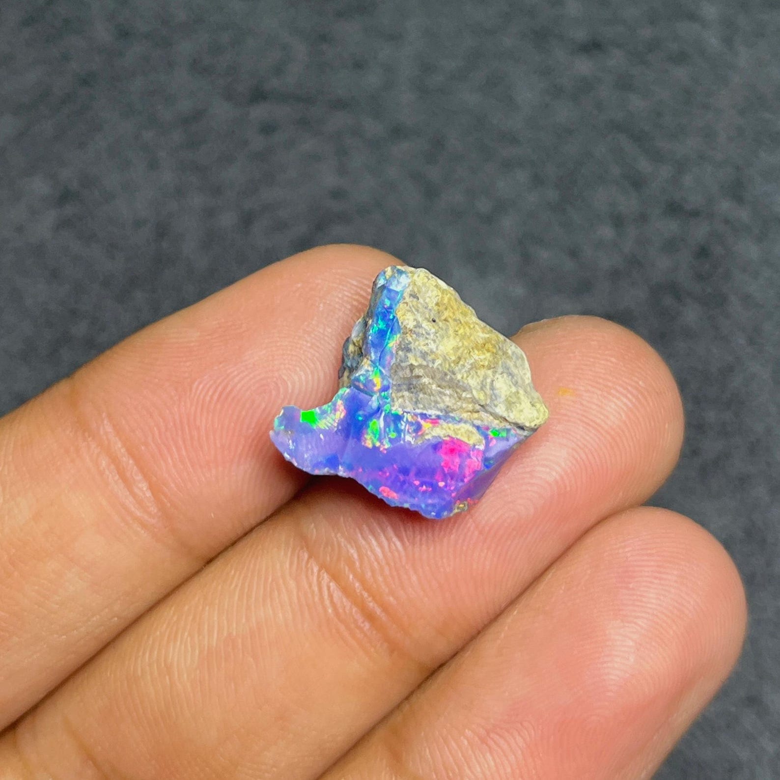 9.90 Cts, Multi-fire Honeycomb Pattern Black Opal Rough Rare Ethiopian ...