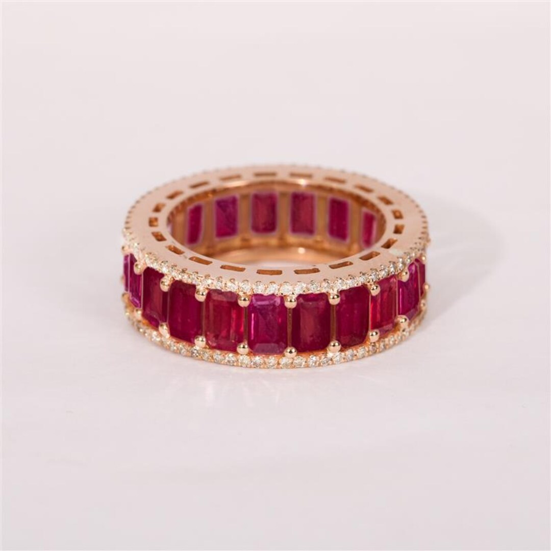 Real Ruby Full Eternity Band Ring, Natural Ruby Diamond Eternity Band ...