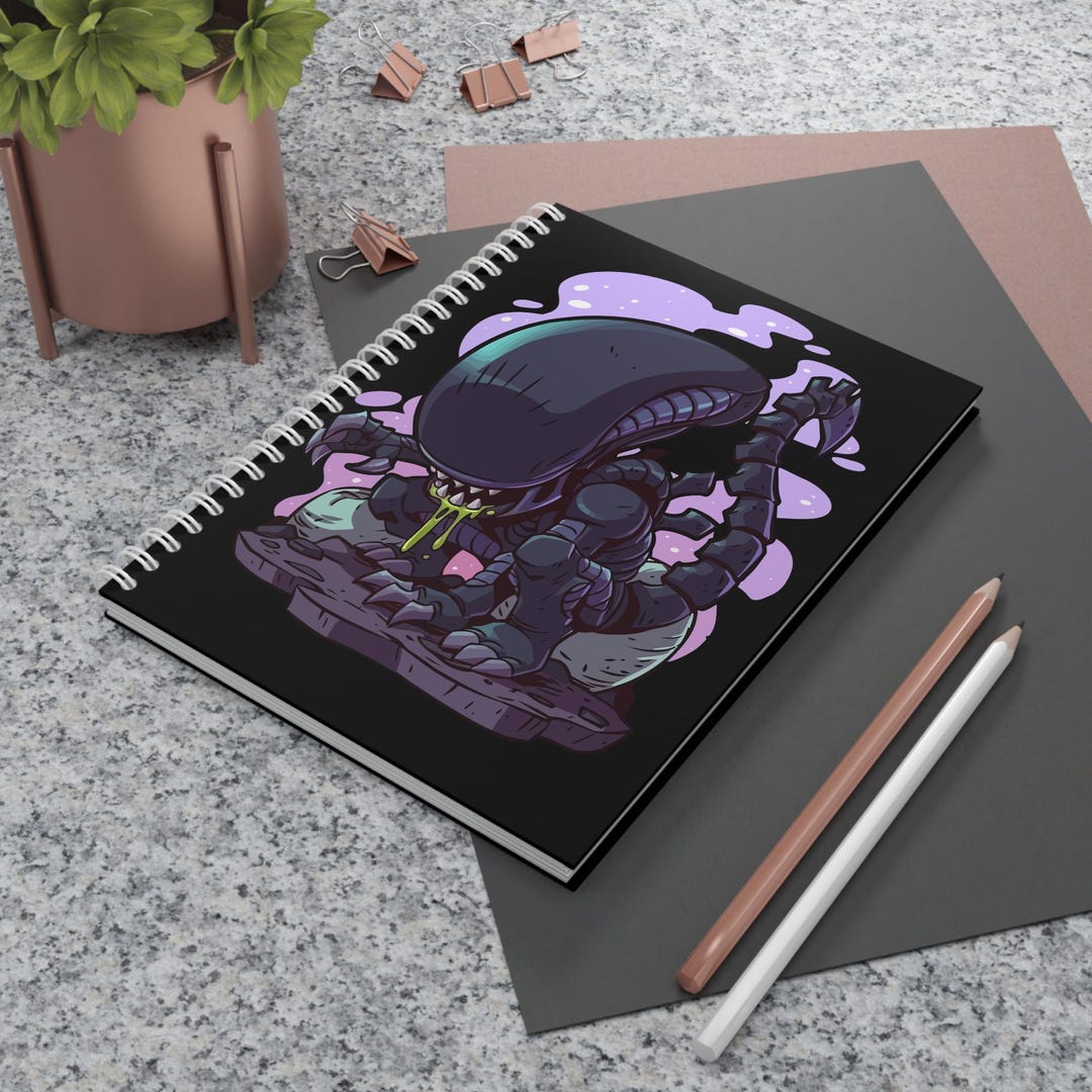 Alien-themed Spiral Notebook, Unique Journal, Gift for Sci-fi Fans ...