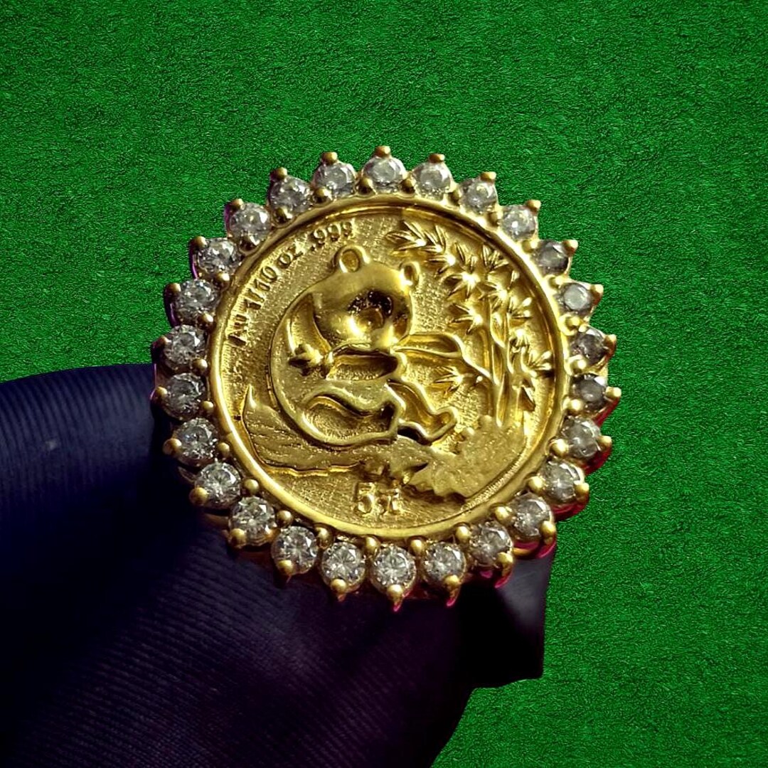 14K Gold Plated Sterling Silver Simulated Diamond Panda Ring - Etsy