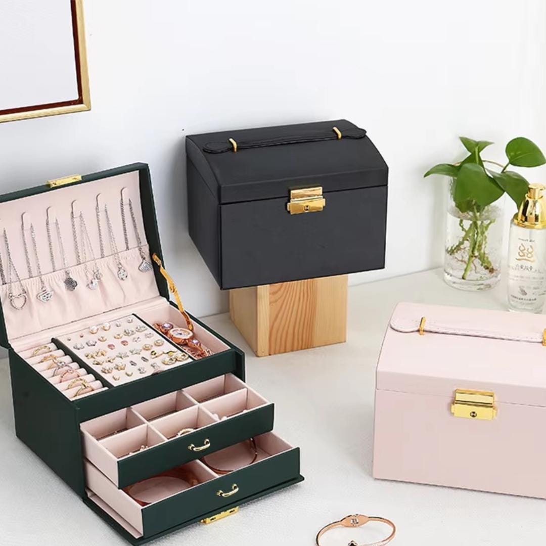Deluxe Lockable Jewellery Box – Multi-layer Organiser With Drawers ...