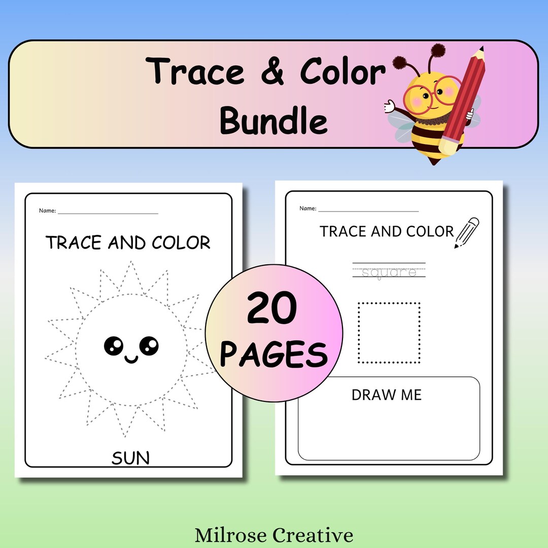 Animal & Shape Tracing Pages for Preschool L Kindergarten L Pre-k | 20 ...