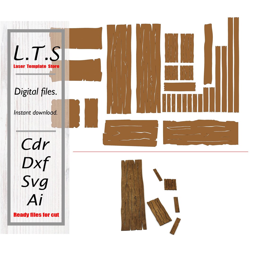 Wood Planks SVG Laser Cut File: Wood Grain Board, Wooden Bars Template ...