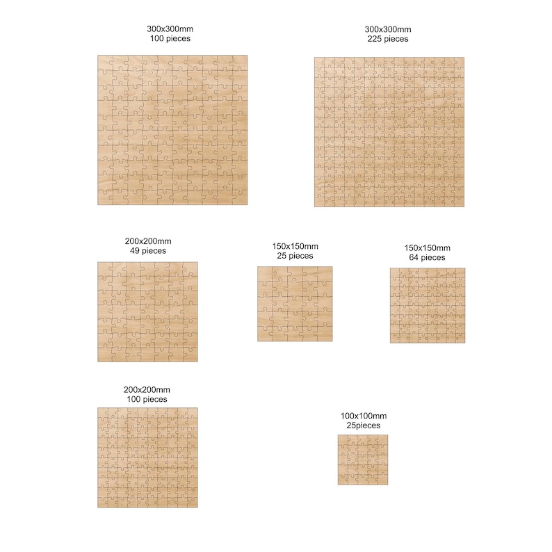 Laser Cut Puzzle Templates: 24 Jigsaw Designs (SVG, DXF, Ai, CDR Files ...