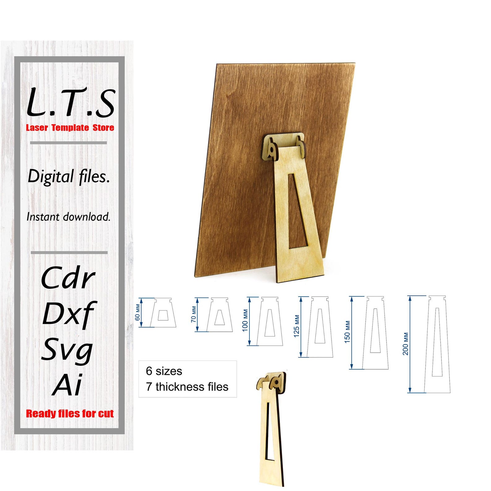 Photo Frame Stand Backs: Laser Cut File (SVG, DXF, Ai, CDR) - Various ...