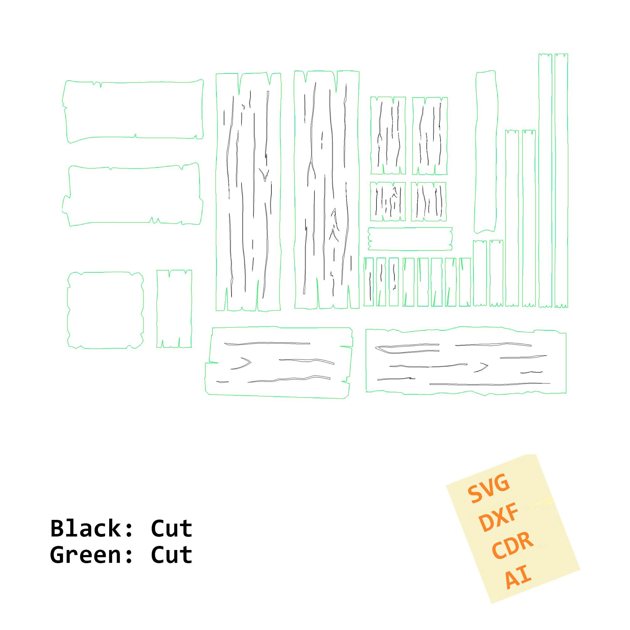 Wood Planks SVG Laser Cut File: Wood Grain Board, Wooden Bars Template ...