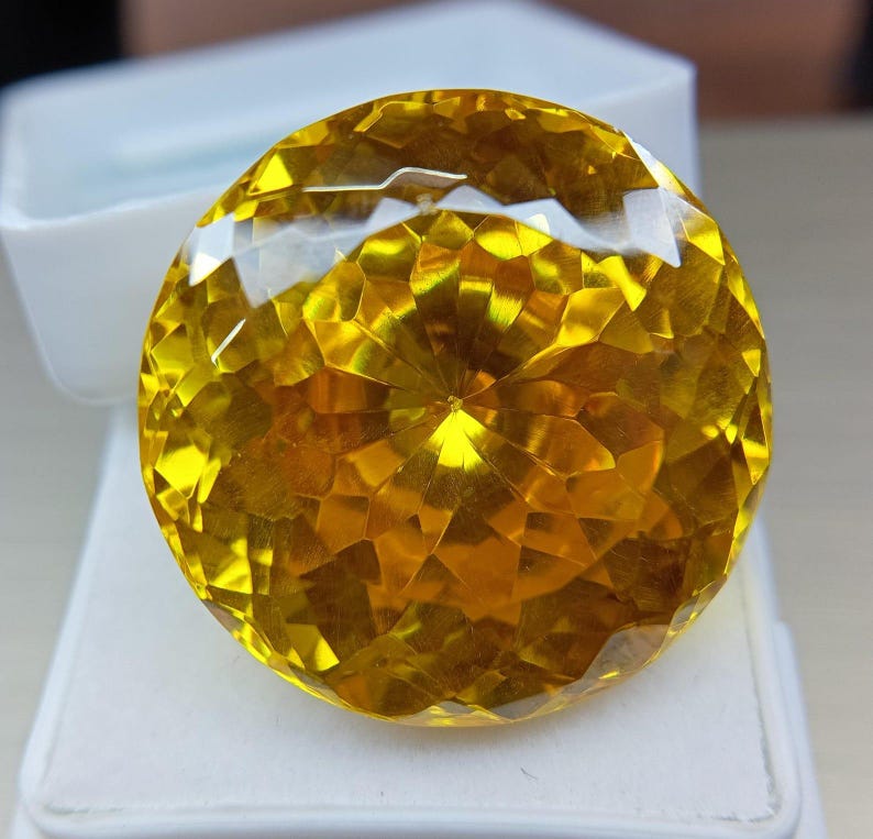 Yellow-orange Zircon VVS Certified 85+ Ct Round Cut Cambodia Loose ...