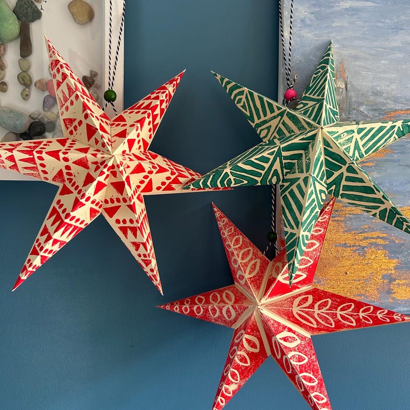 Lino Print Paper Garland - Etsy UK