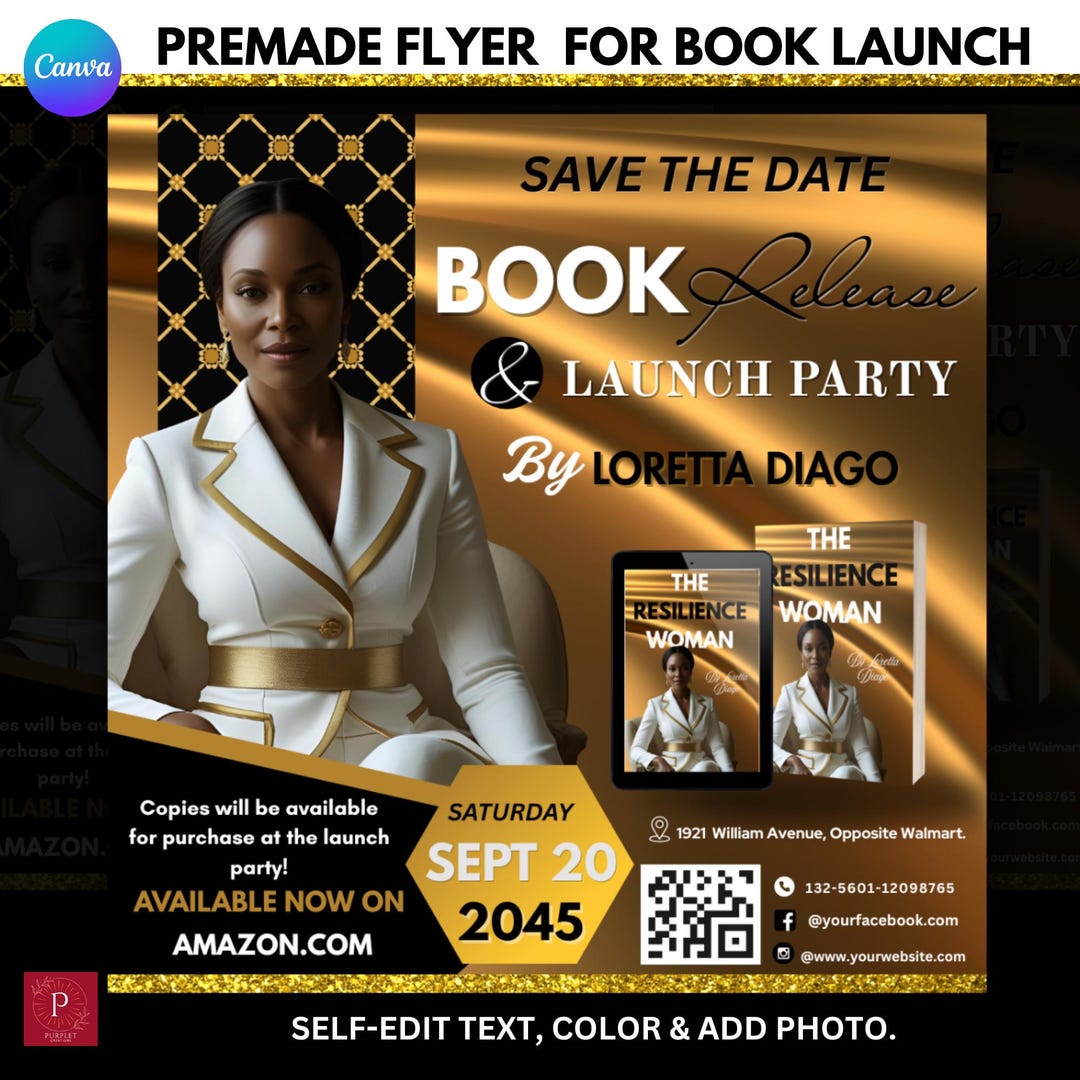 Elegant Book Launch Event Party Flyer, Book Launch Signing, Author Book ...