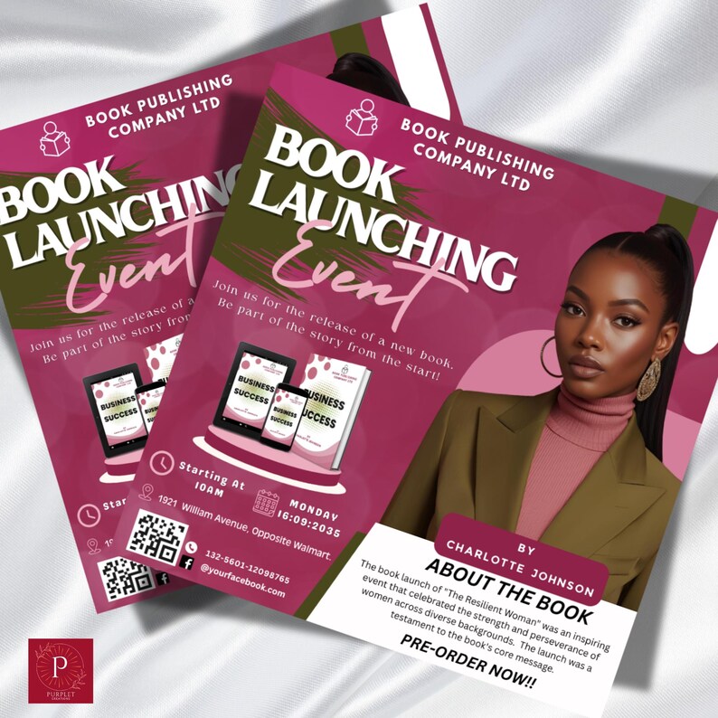 Elegant Book Launch Flyer: Book Launch Announcement, Female Author New ...