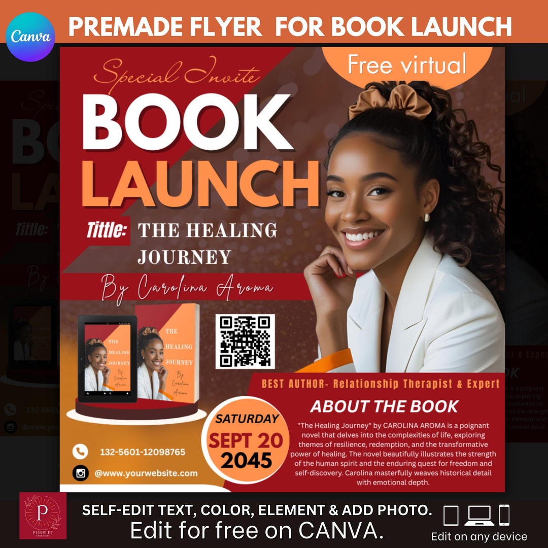 Elegant Book Launch Flyer: Book Launch Announcement, Author New Book ...