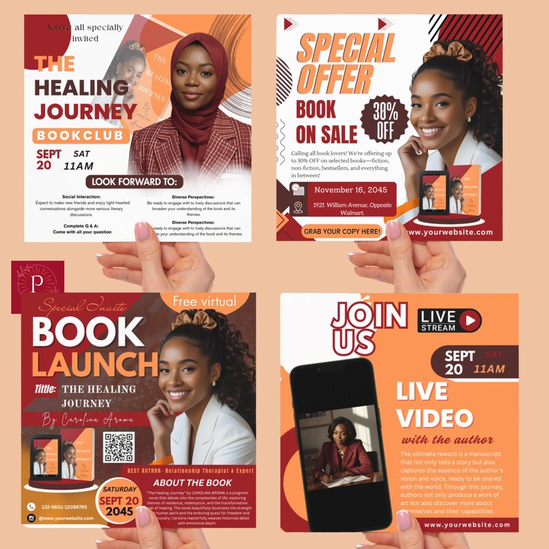 25-in-1 Editable Launch Templates Bundle for Authors, Book Launch Promo ...