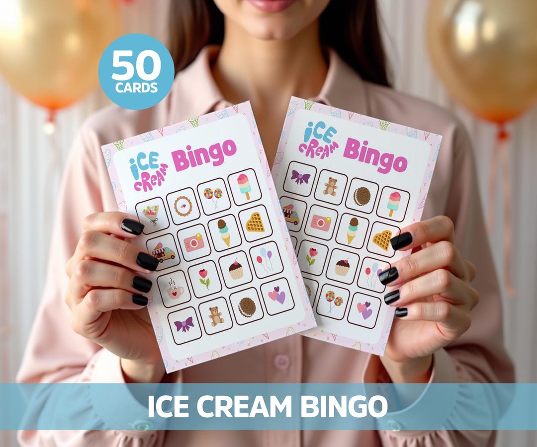 Ice Cream Bingo Cards, Ice Cream Social Bingo Cards, Printable Ice ...