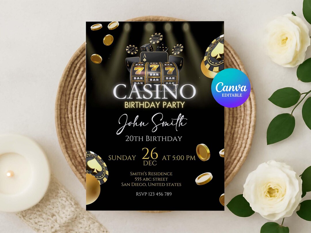 Casino Birthday Invitation Template, Casino Night Invite, Poker ...