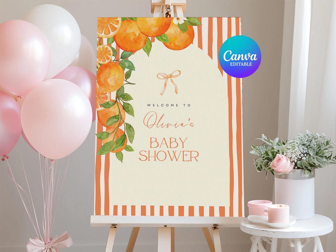 Editable Citrus Welcome Sign, Orange Baby Shower Printable Decor ...