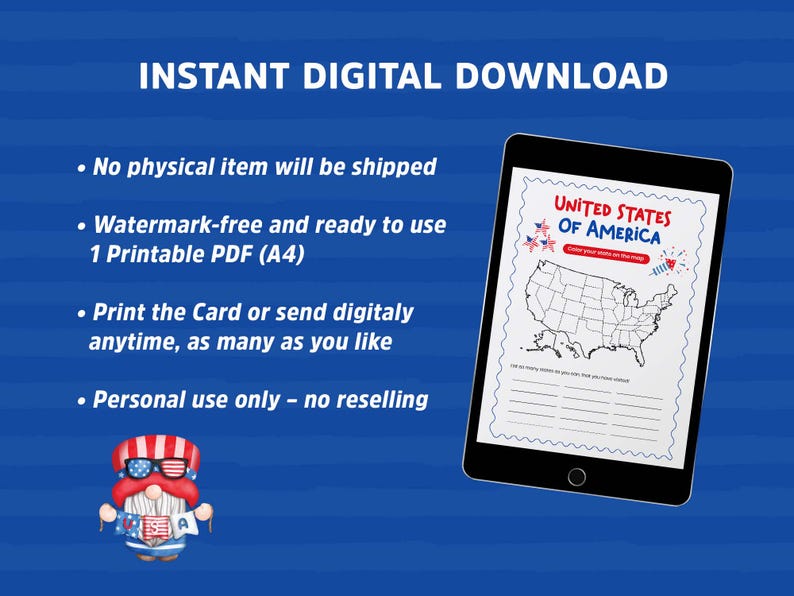 USA Map Coloring Page Printable | Fourth of July Activity Sheet for ...