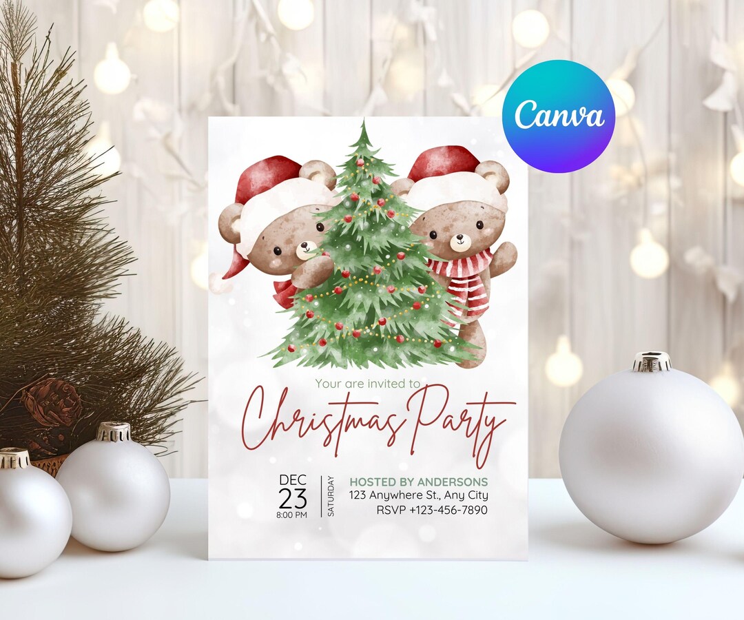 Editable Christmas Party Invitation Template, Festive Office Party ...