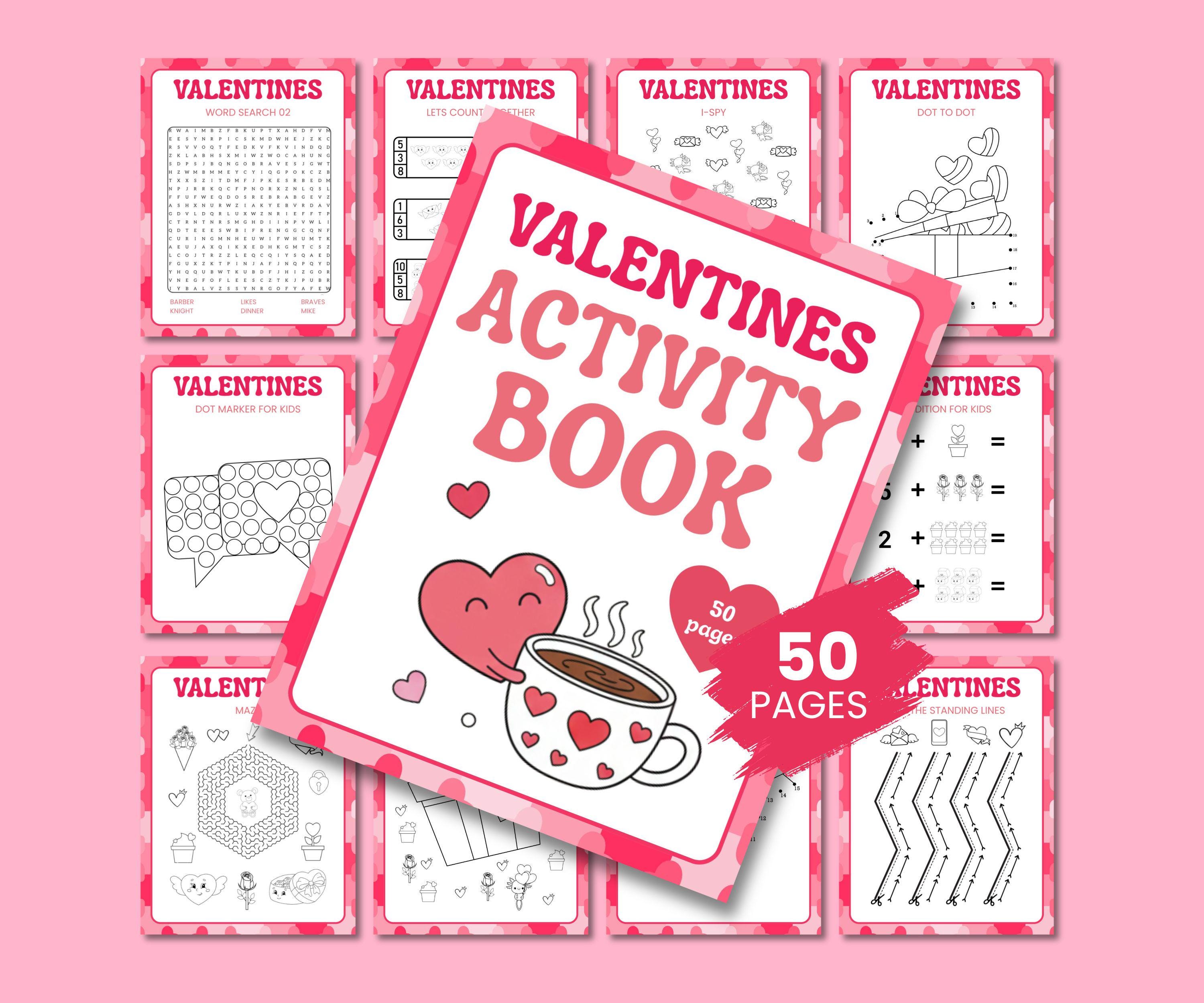 Valentines Activity Book for Kids | 50 Pages Printable Fun | Mazes ...