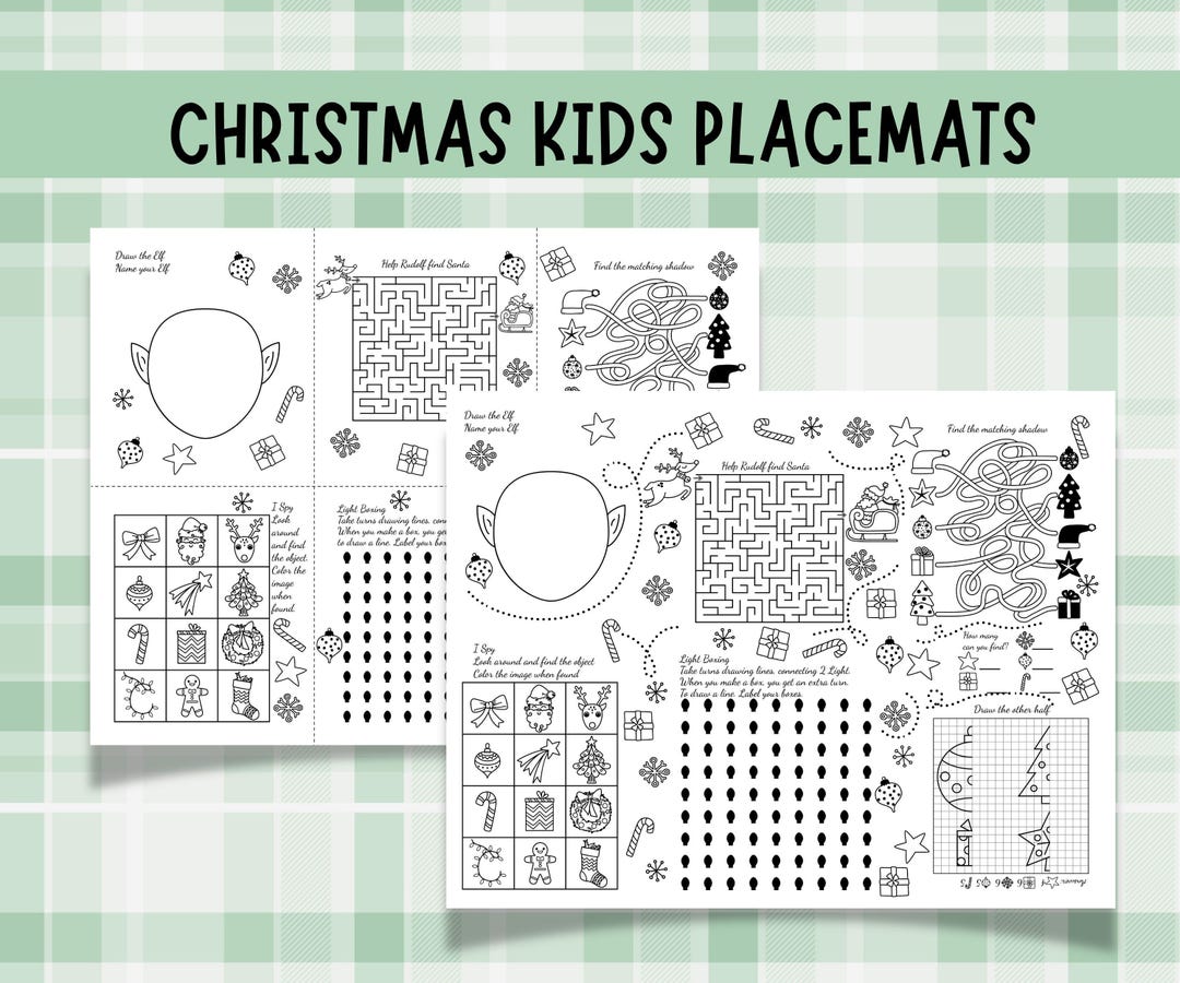 Christmas Kids Placemat Printable – Holiday Activity Mat, Winter ...