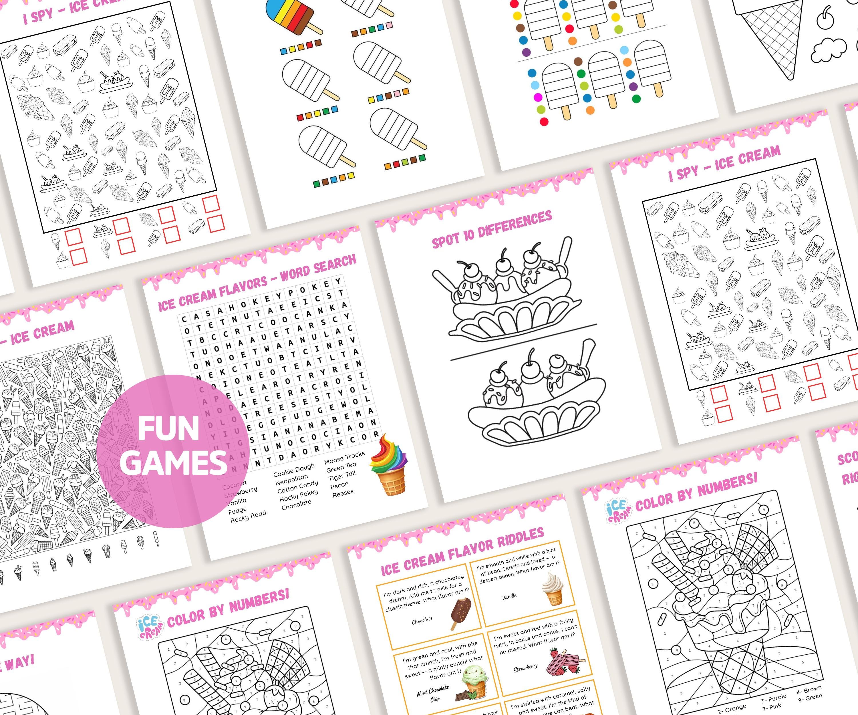 Ice Cream Party Games Printable Bundle for Kids and Adults, Summer ...