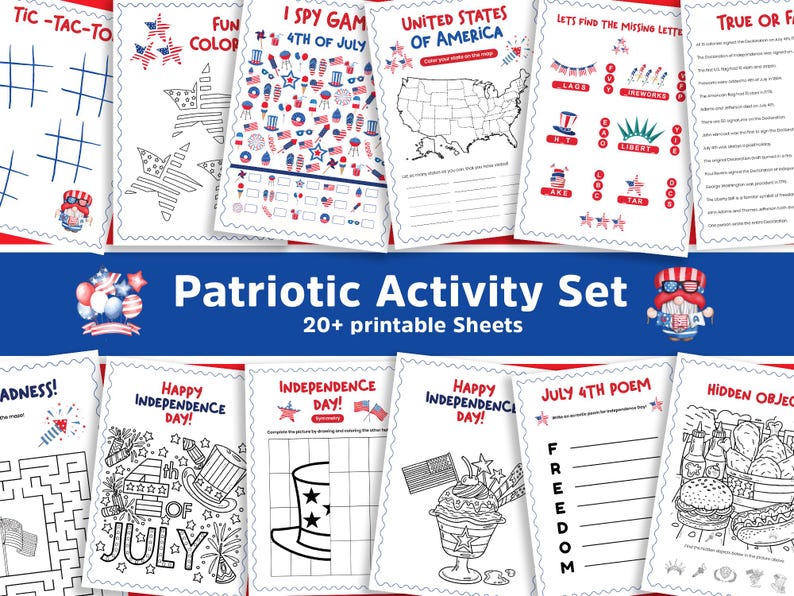 4th of July Activity Book Printable Included | Patriotic Kids Games ...