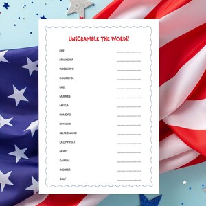 4th of July Word Scramble Game Printable | Fun Independence Day ...