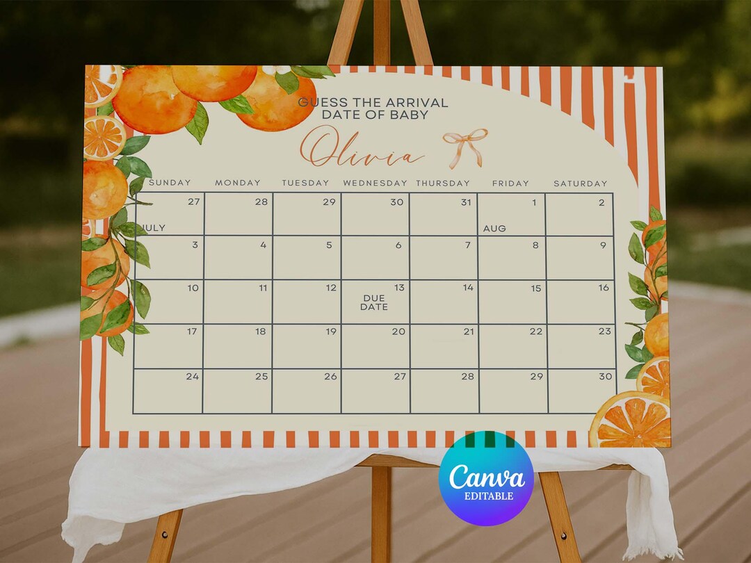 Orange Citrus Blossom Editable Baby Shower Template, Little Cutie Guess ...