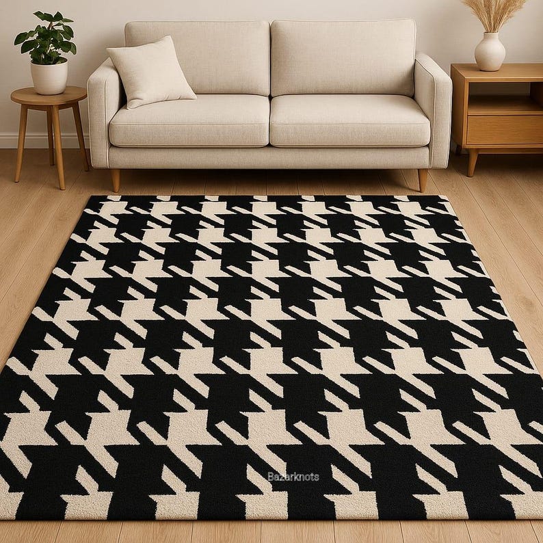 Hand-tufted Wool Rug – Black and White Handmade Rug for Living Room - Etsy