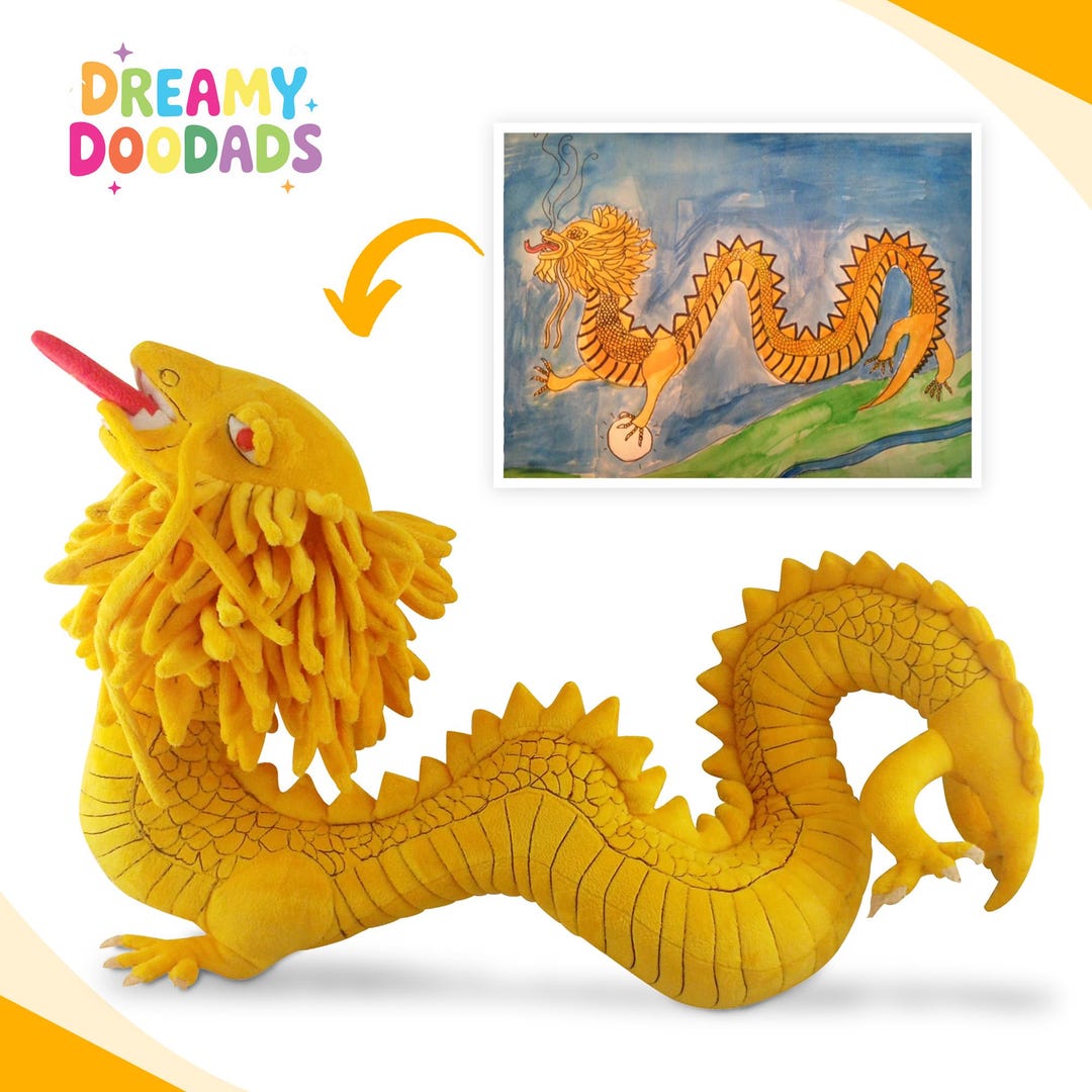 Custom Dragon Plushie From Drawing - Unique Gift for Dragon Lovers or ...