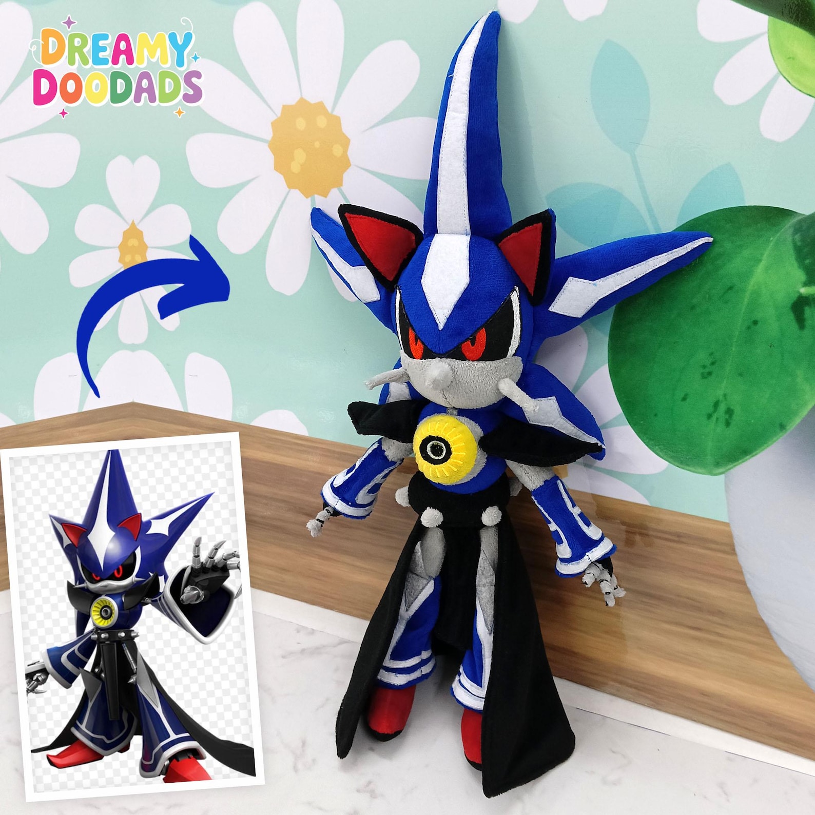Neo Metal Sonic Plush – Handmade Cyber Sonic Collectible Toy - Etsy
