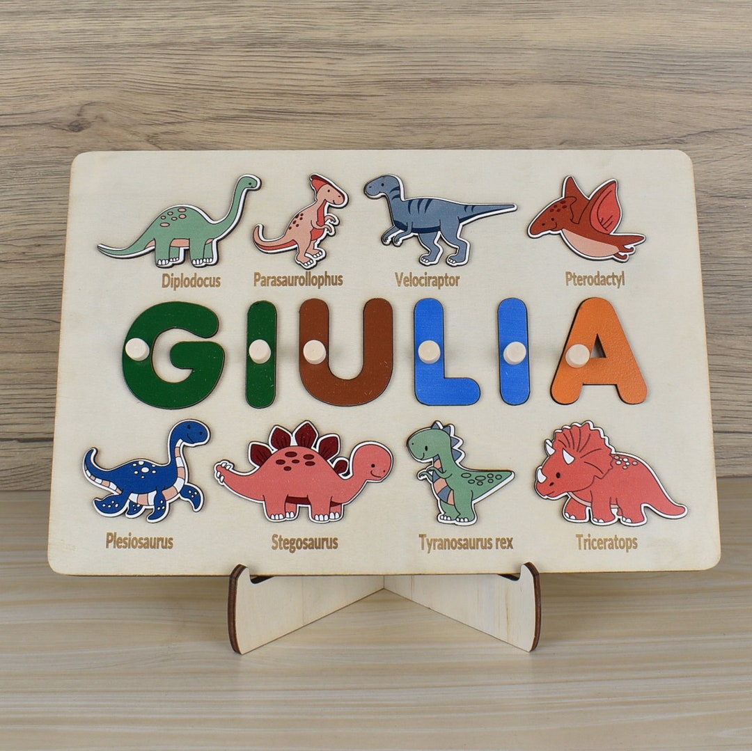 Dinosaur Name Puzzle Personalized Wooden Puzzle Montessori Busy Board ...