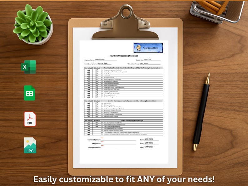 Employee Onboarding Checklist Template: Editable PDF, JPG, Excel ...