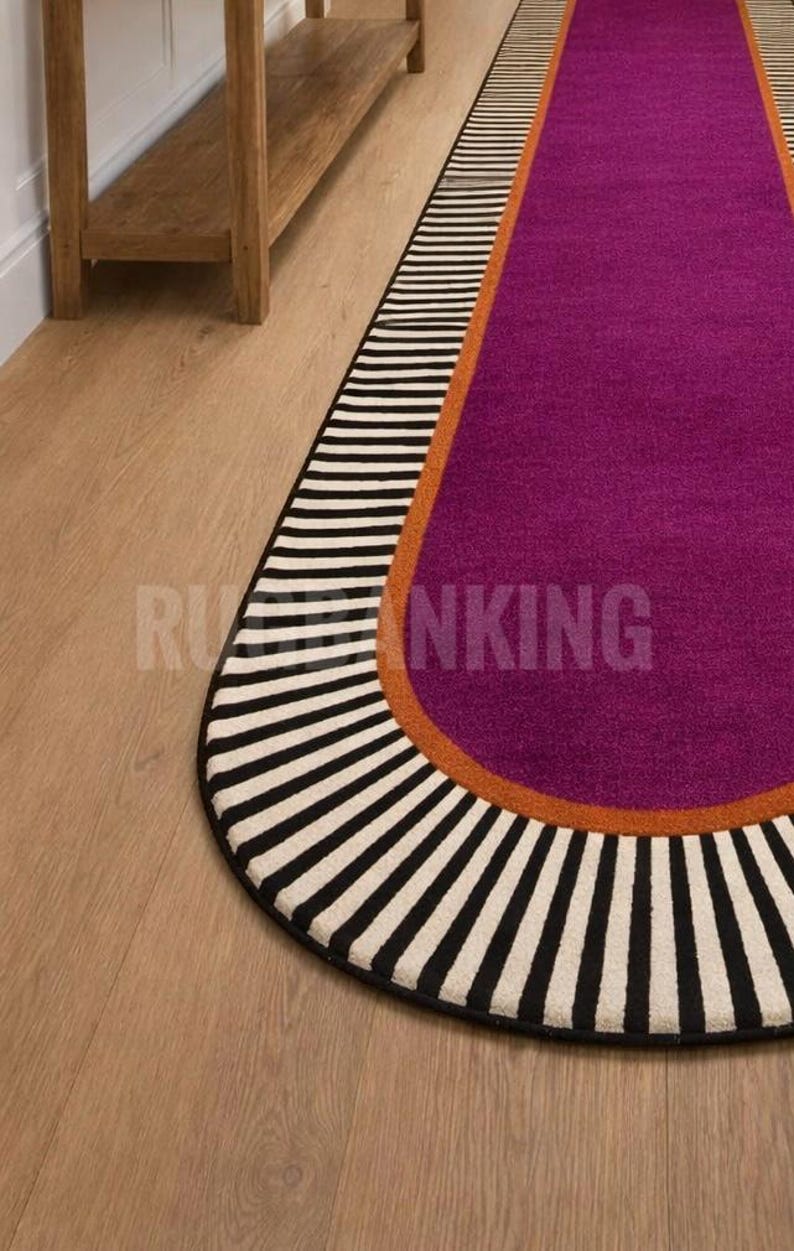 Modern Hallway Rug, Purple Entryway Runner, Long Corridor Rug, Luxury ...