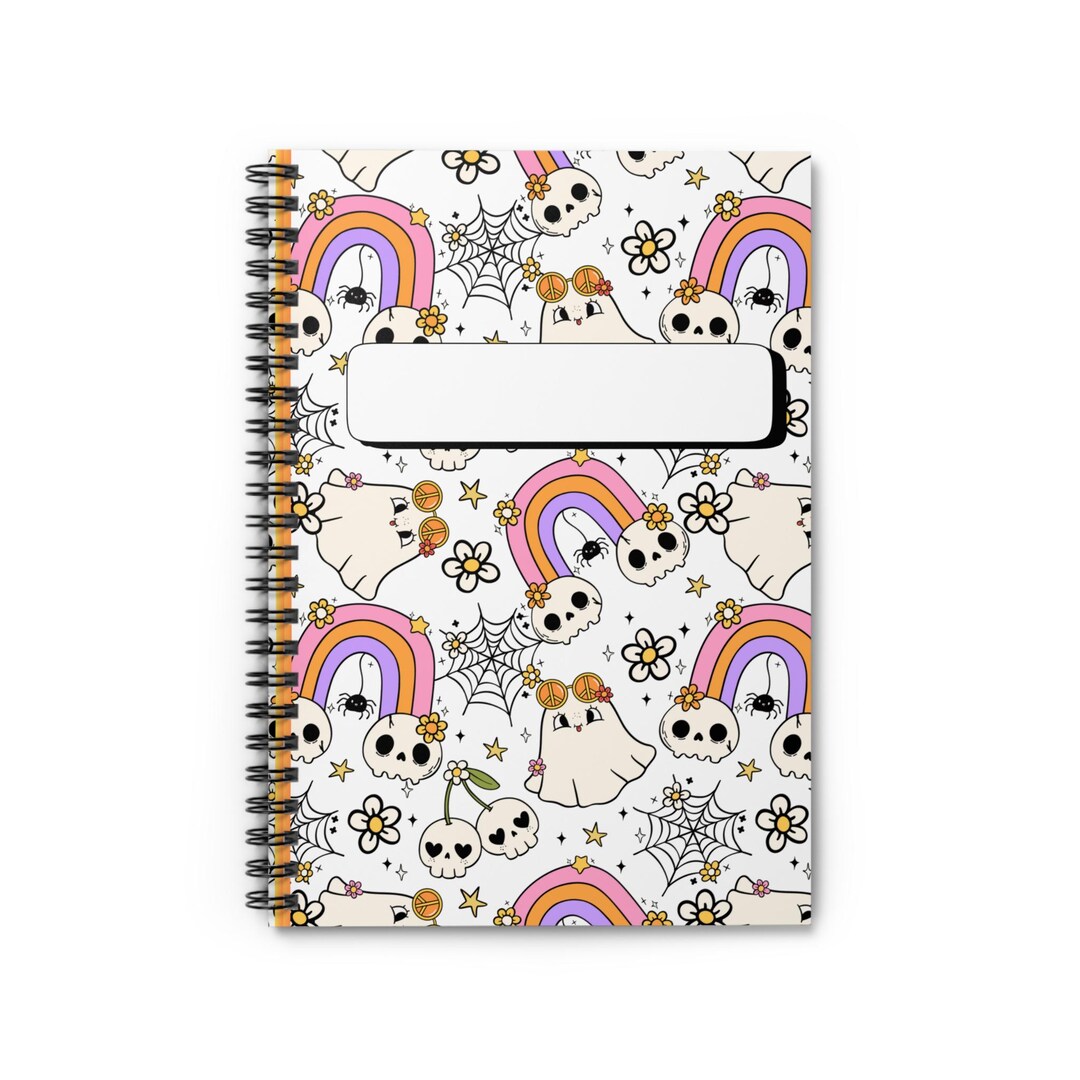 Skull and Rainbow Spiral Notebook, Goth Stationery, Emo Journal ...