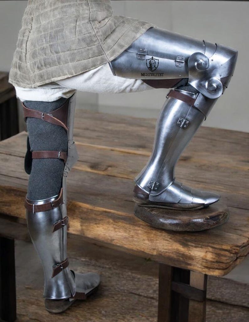 Medieval Steel Leg Armor Set: LARP Knight Cuisses, Greaves & Sabatons ...
