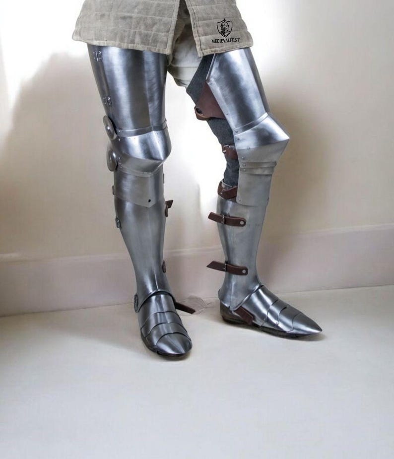 Medieval Steel Leg Armor Set: LARP Knight Cuisses, Greaves & Sabatons ...